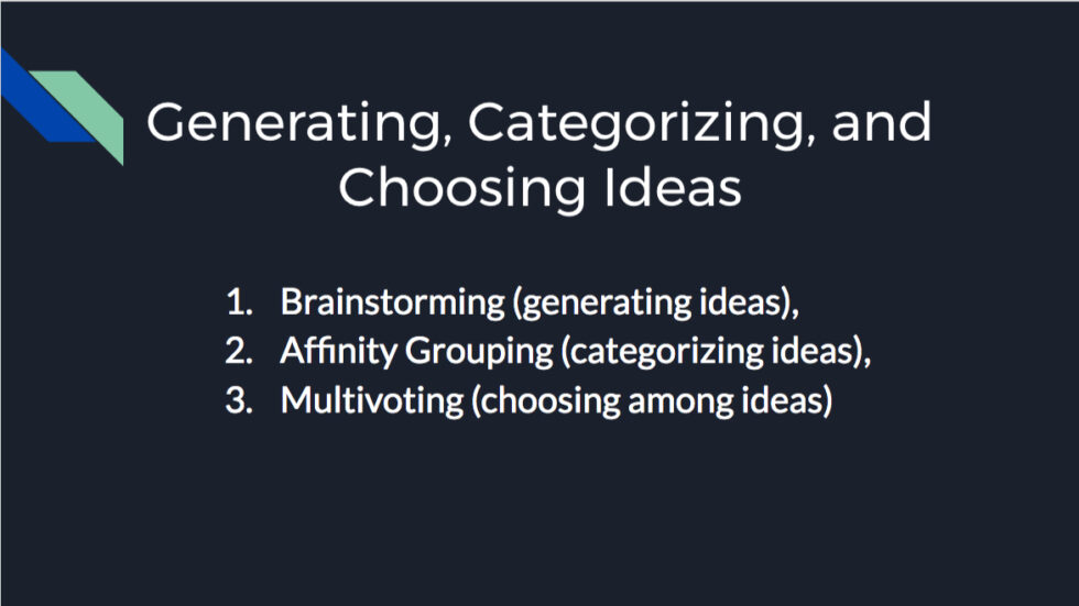Brainstorming, Affinity Grouping, and Multivoting | Servants University ...