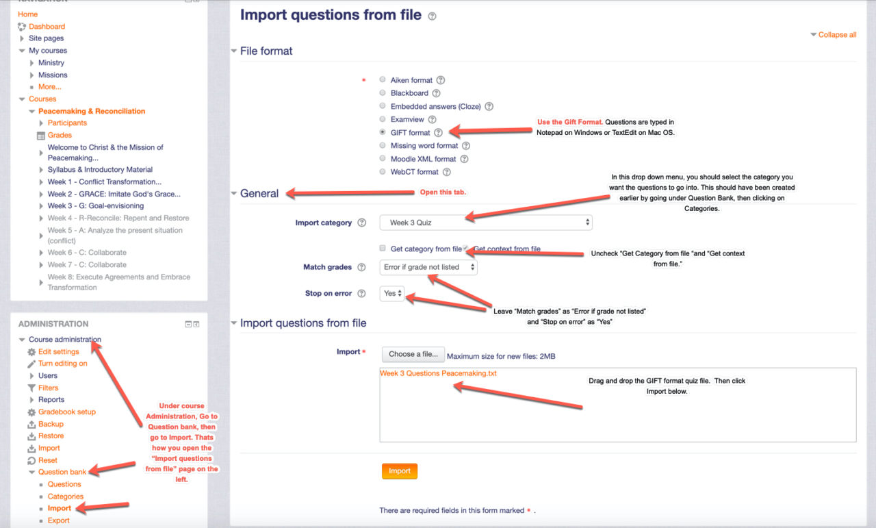 How to Import Quiz Questions into a Category in Moodle | Servants ...